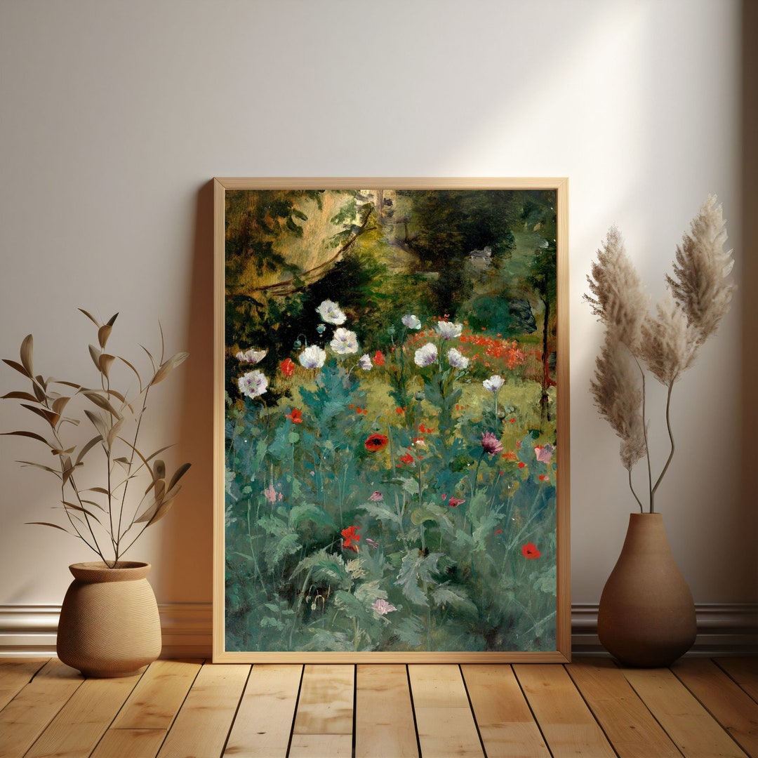 Printable Poppy Field Landscape Oil Painting Country Field Wall Art ...