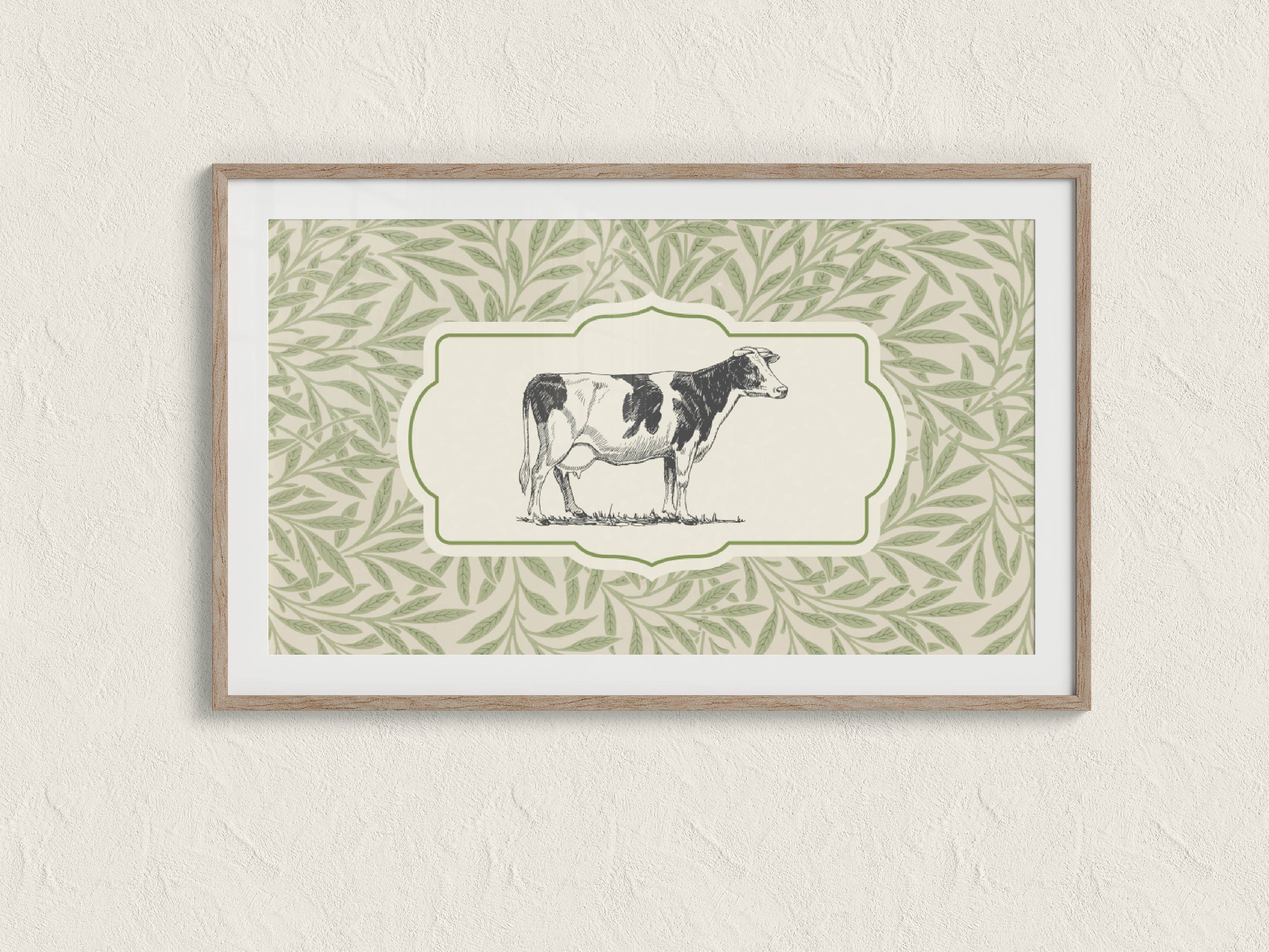 Vintage Cow Print Cow Painting Vintage Farmhouse Art Cow Artwork Cow ...