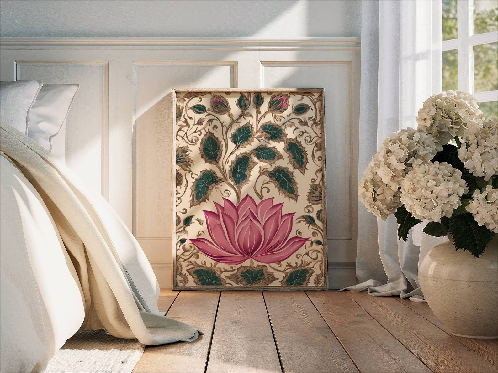 Lotus Print Indian Folk Art Traditional Indian Lotus Printable Wall Art ...