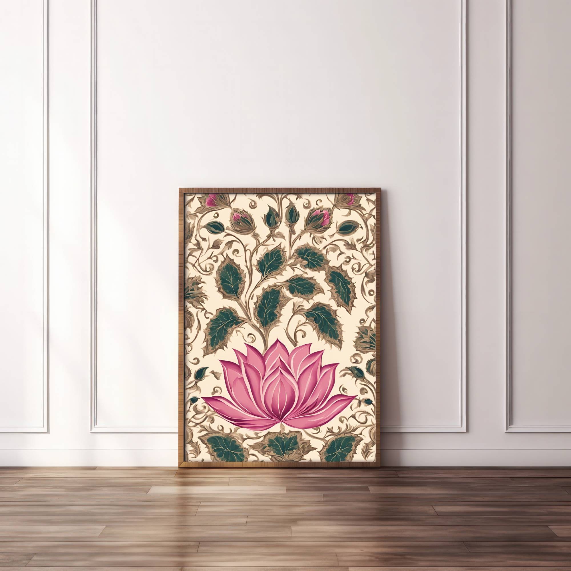 Lotus Print Indian Folk Art Traditional Indian Lotus Printable Wall Art ...
