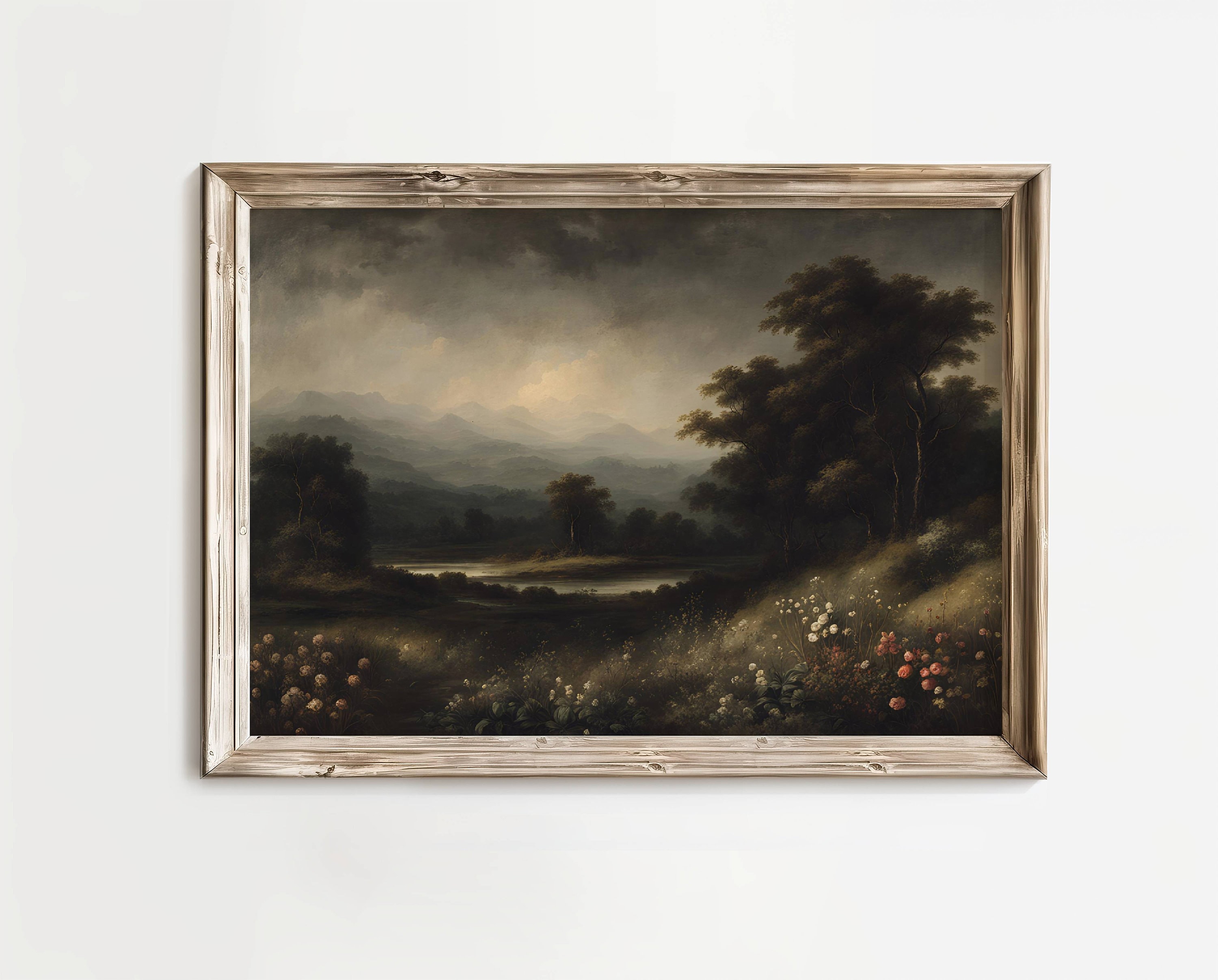 Moody Landscape Print Wildflower Painting Vintage Printable Art Dark ...