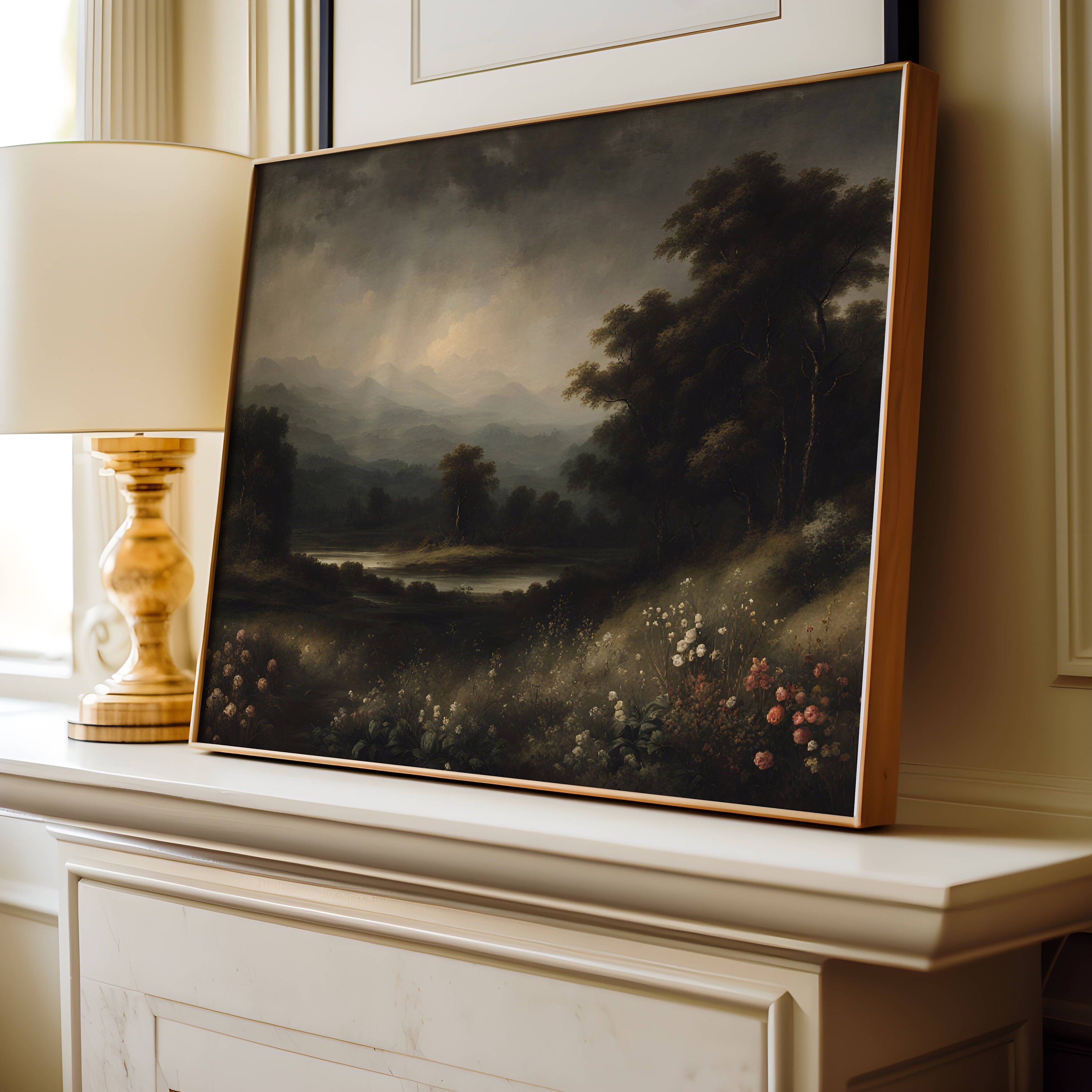 Moody Landscape Print Wildflower Painting Vintage Printable Art Dark ...