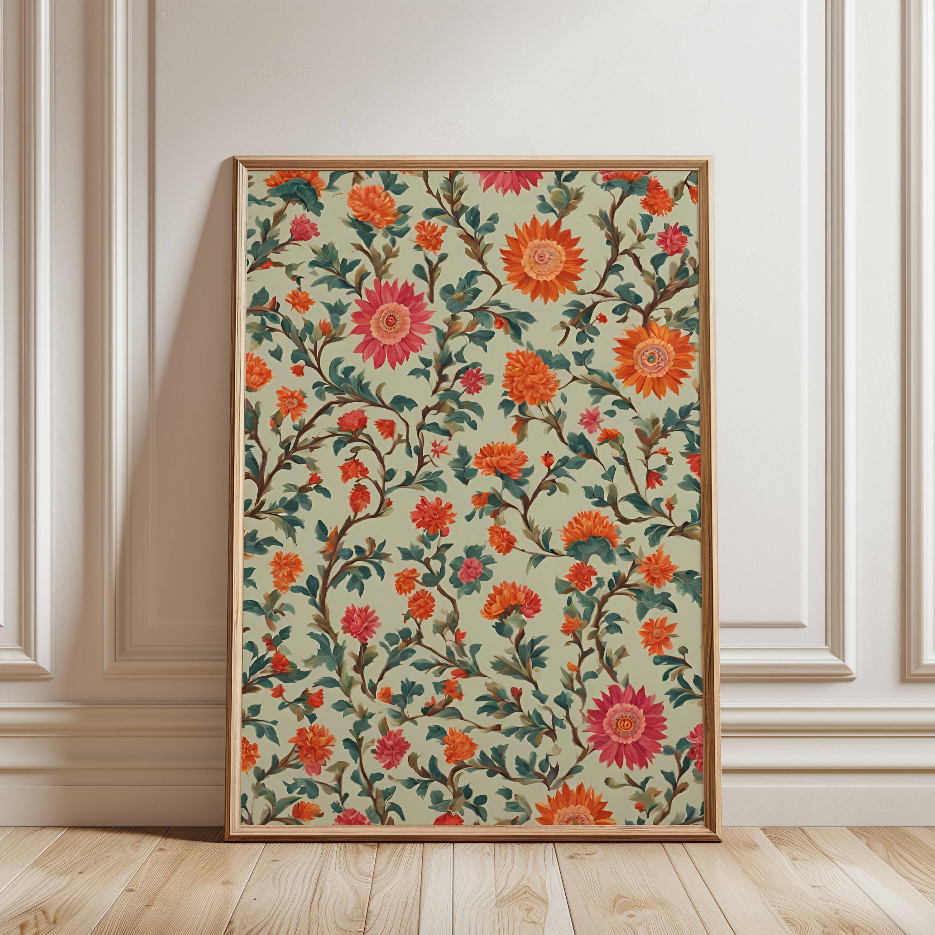 Floral Print Indian Folk Art Traditional Indian Floral Printable Wall ...