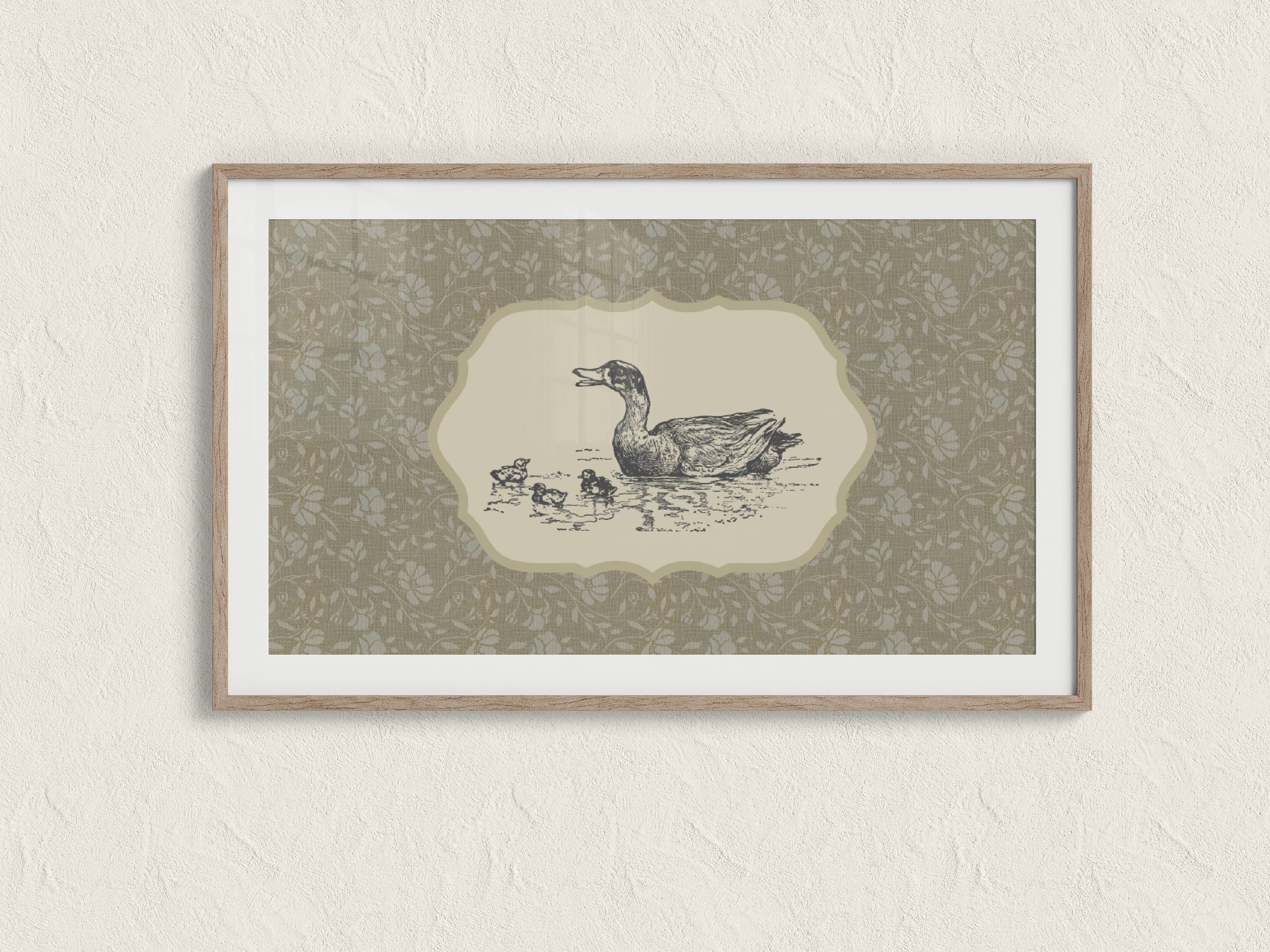 Vintage Duck Print Rustic Home Decor Antique Swan Sketch Farmhouse Wall ...