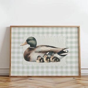Mallard Duck Print Rustic Home Decor Antique Mallard Duck and Chicks ...