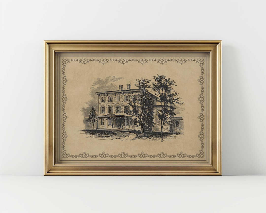 Victorian House Print Vintage Wall Art Download Black White Building ...