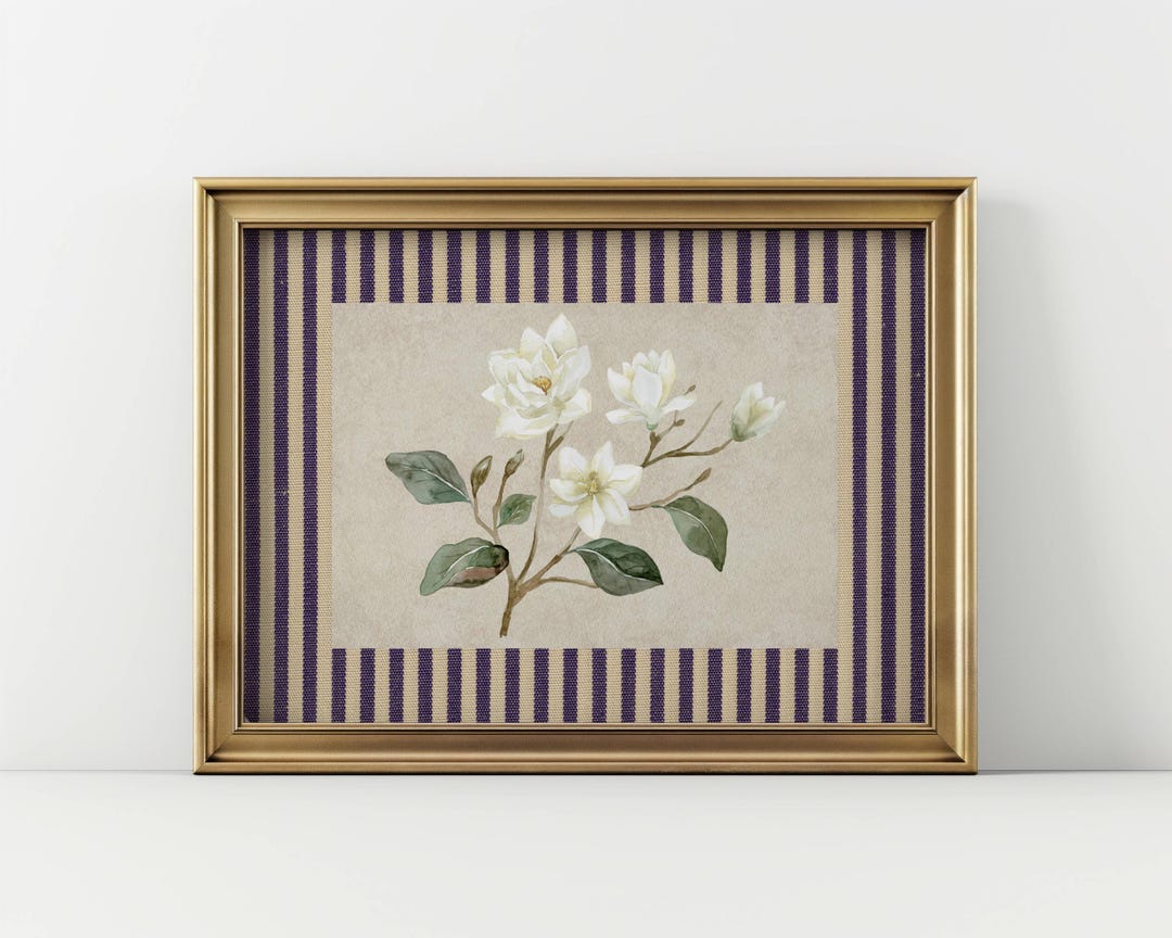 Botanical Magnolia Print Wall Art Farmhouse Style Home Display Floral ...