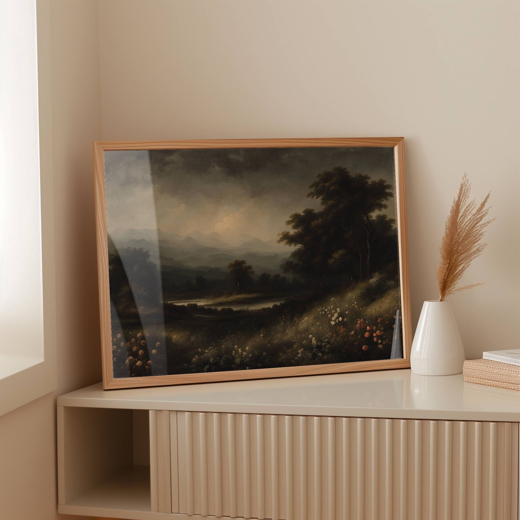Moody Landscape Print Wildflower Painting Vintage Printable Art Dark ...