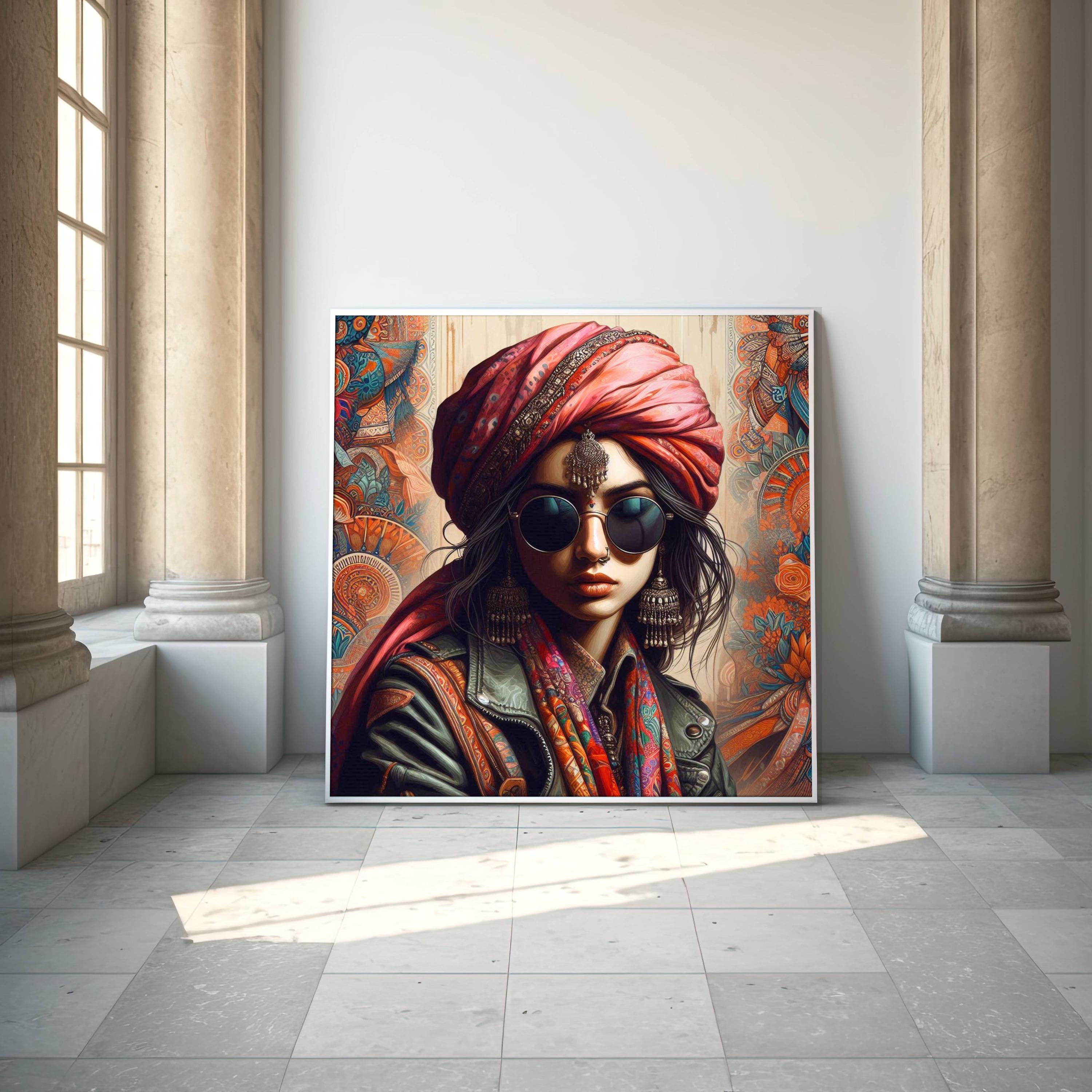 Modern Indian Woman Swag Art Indian Pop Art Desi Turban Women With ...