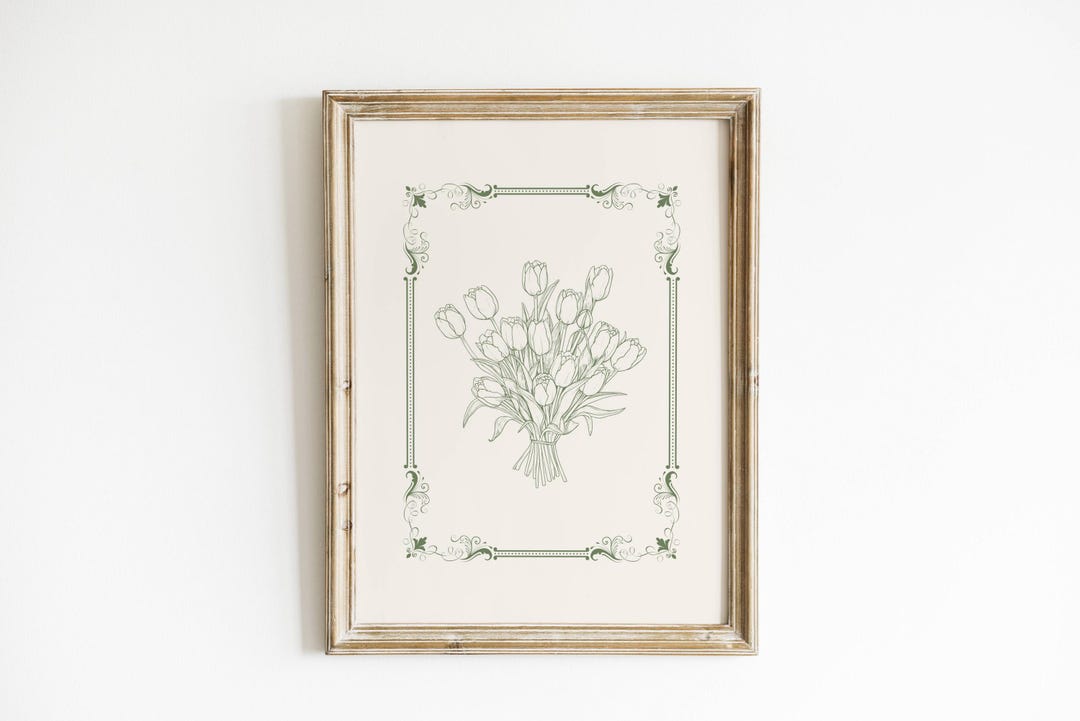 Vintage Botanical Print Tulip Wall Art Spring Home Decor Gallery Wall ...
