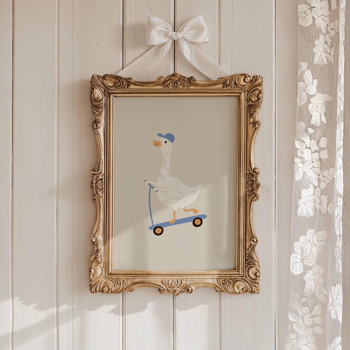 Silly Goose Scooter Art Print Digital Nursery Art Wall Decor Animal ...