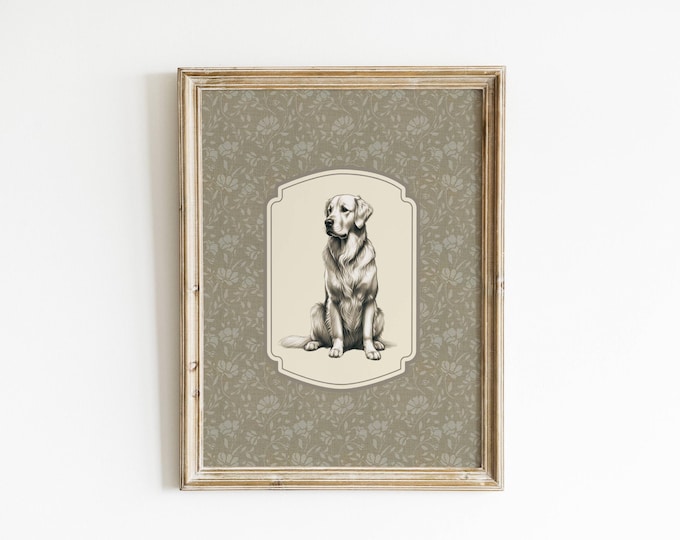 Vintage Style Dog Print Nursery Decor Golden Retriever Vintage Style ...