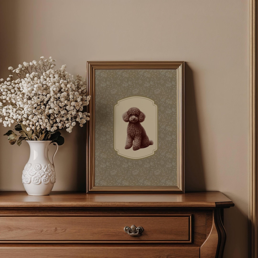 Brown Toy Poodle Wall Art Vintage Dog Print Nursery Wall Decor Dog ...