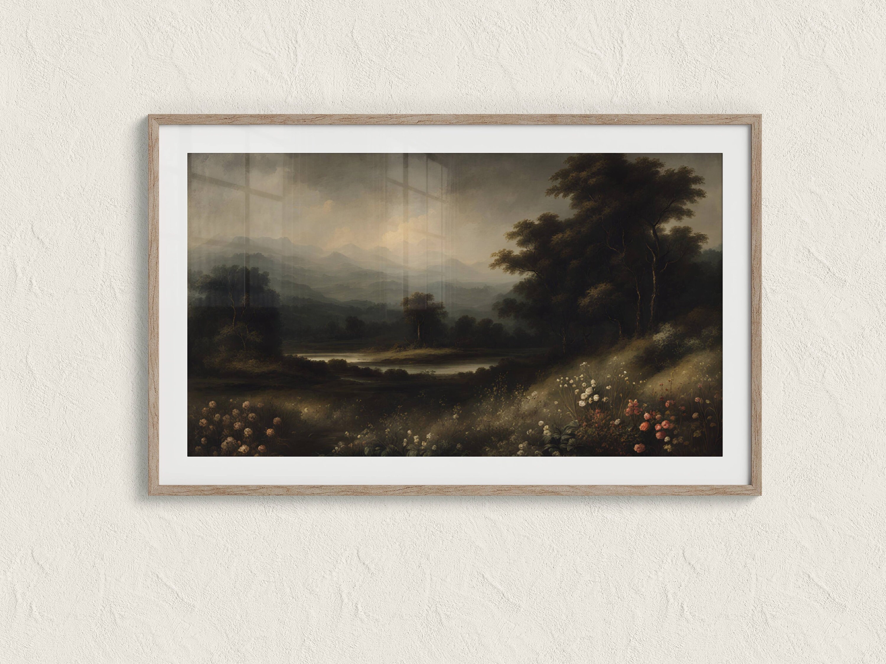 Moody Landscape Print Wildflower Painting Vintage Printable Art Dark ...