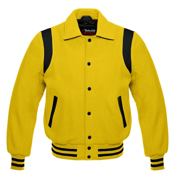 Black and Yellow Leather Jacket - Etsy