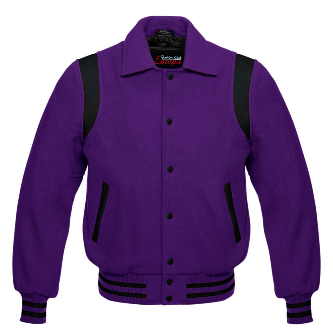 Purple Vintage Wool Varsity Letterman Baseball Bomber Jacket With ...