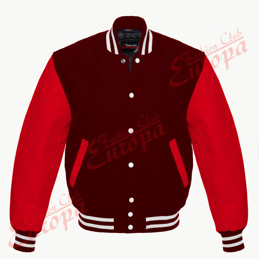 Baseball Bomber Vintage Varsity Jacket With Original Leather Sleeves ...