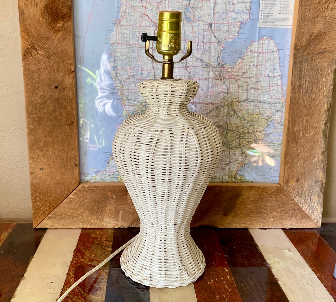 Vintage Wicker Lamp - Etsy