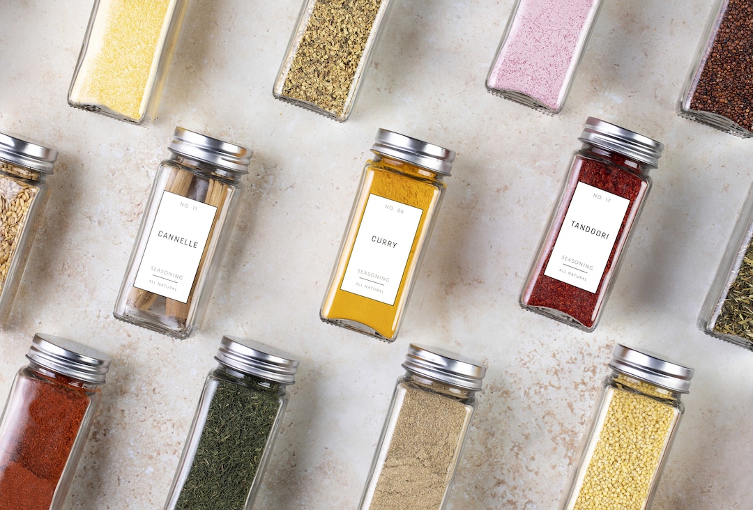 Template French Aesthetic Labels Kitchen Spice Pots Minimalist Kitchen ...