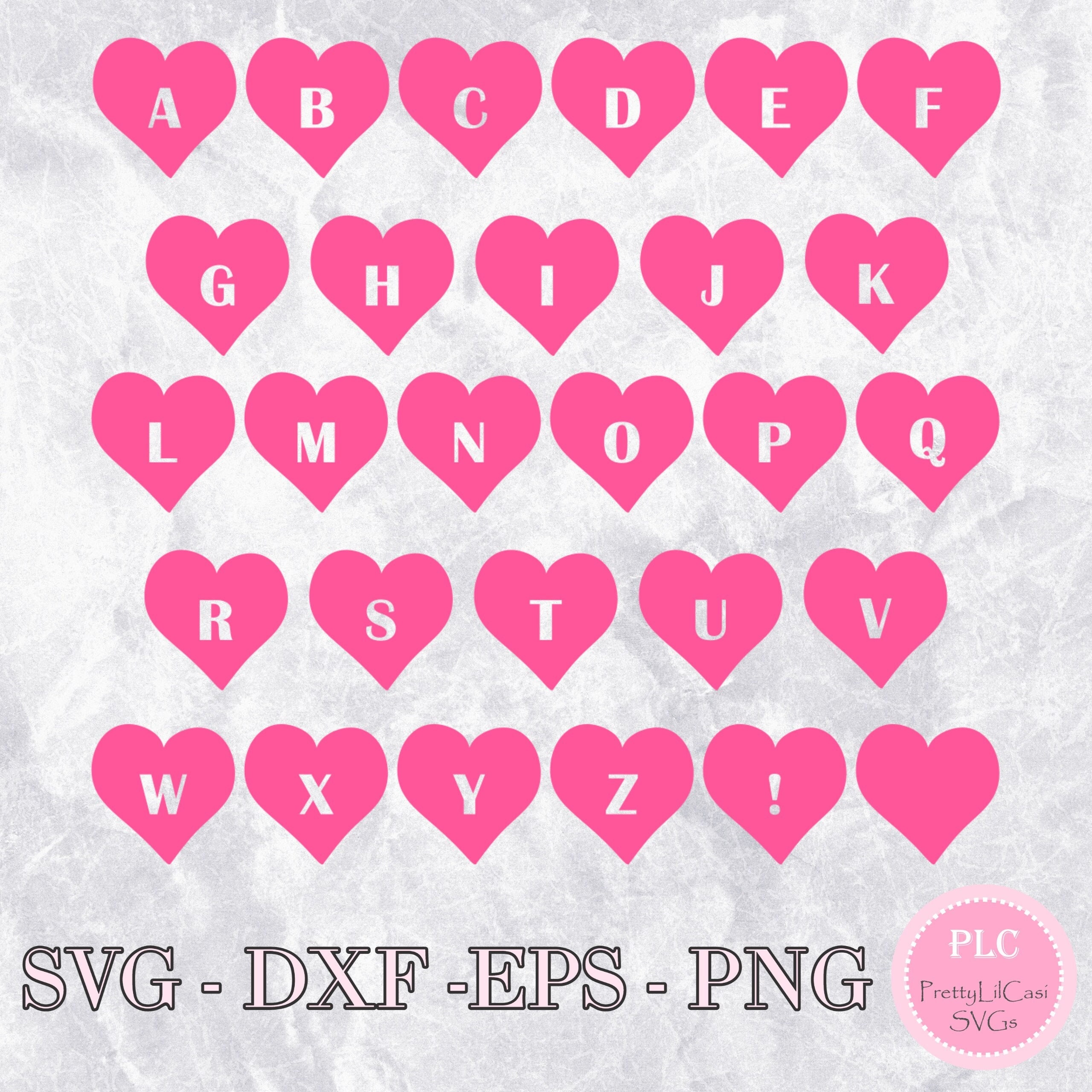 Valentine Letters Heart Alphabet Svg Dxf Eps Png Bundle Silhouette ...