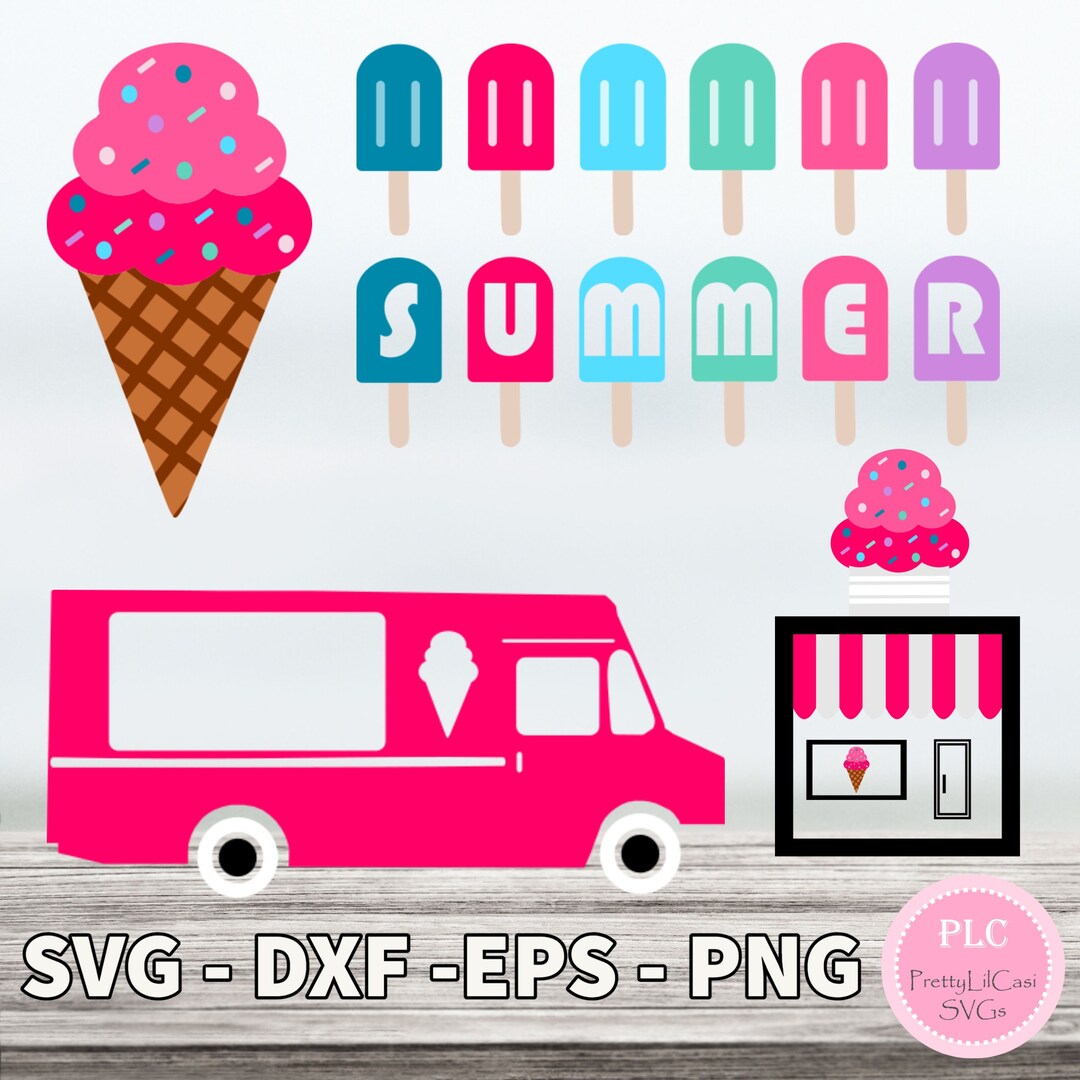 Ice Cream Svg Dxf Eps Png Bundle Silhouette Cricut Cut File Summer Svg ...