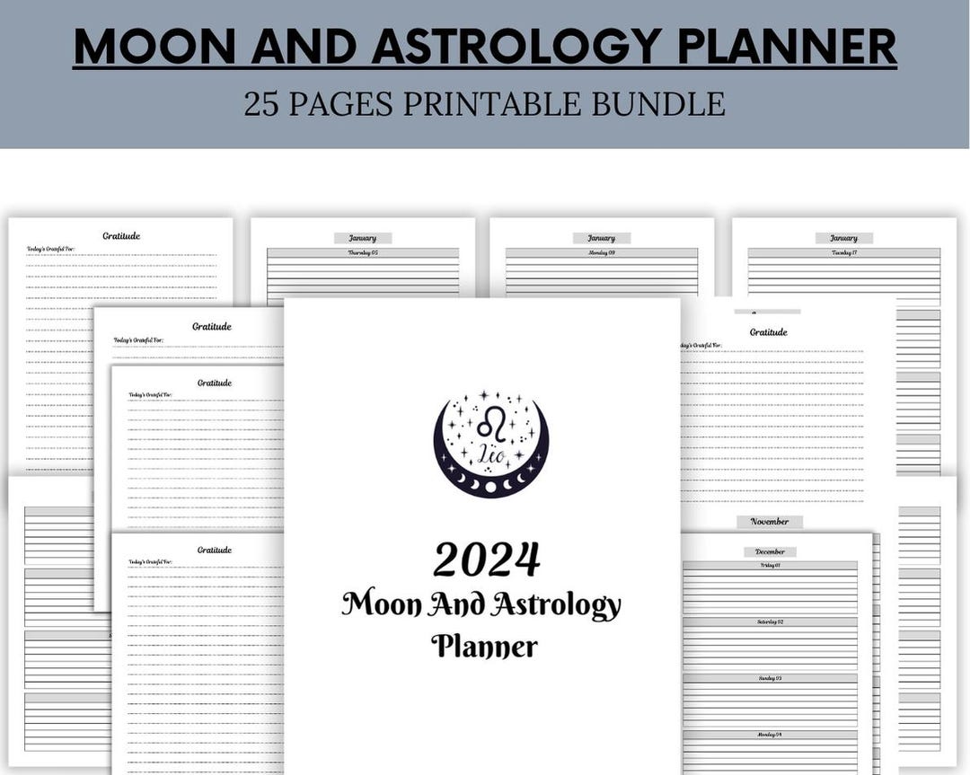 2024 Moon & Astrology Planner - Lunar Planner - Moon Phase Calendar ...