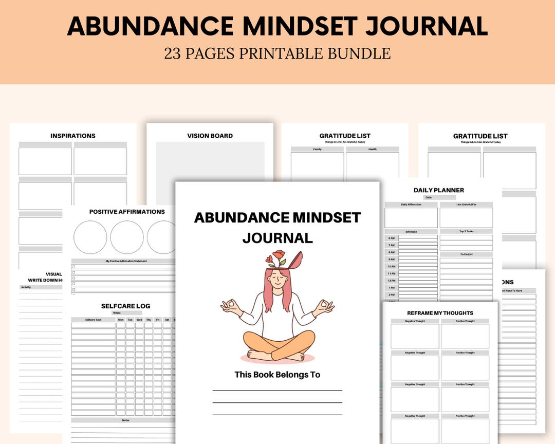 Abundance Mindset Journal - Mindfulness Journal - Goal Planner ...