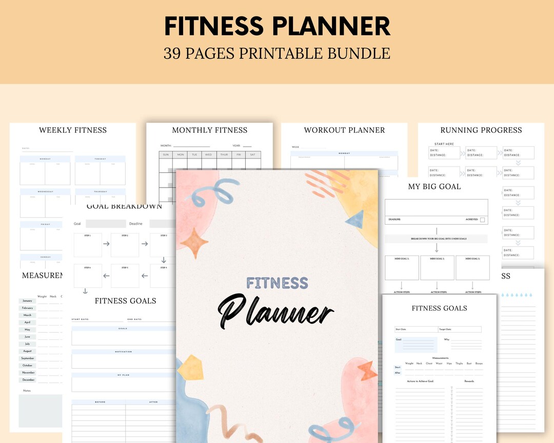 Fitness Planner - Exercise Planner - Workout Tracker - Fitness Goals ...