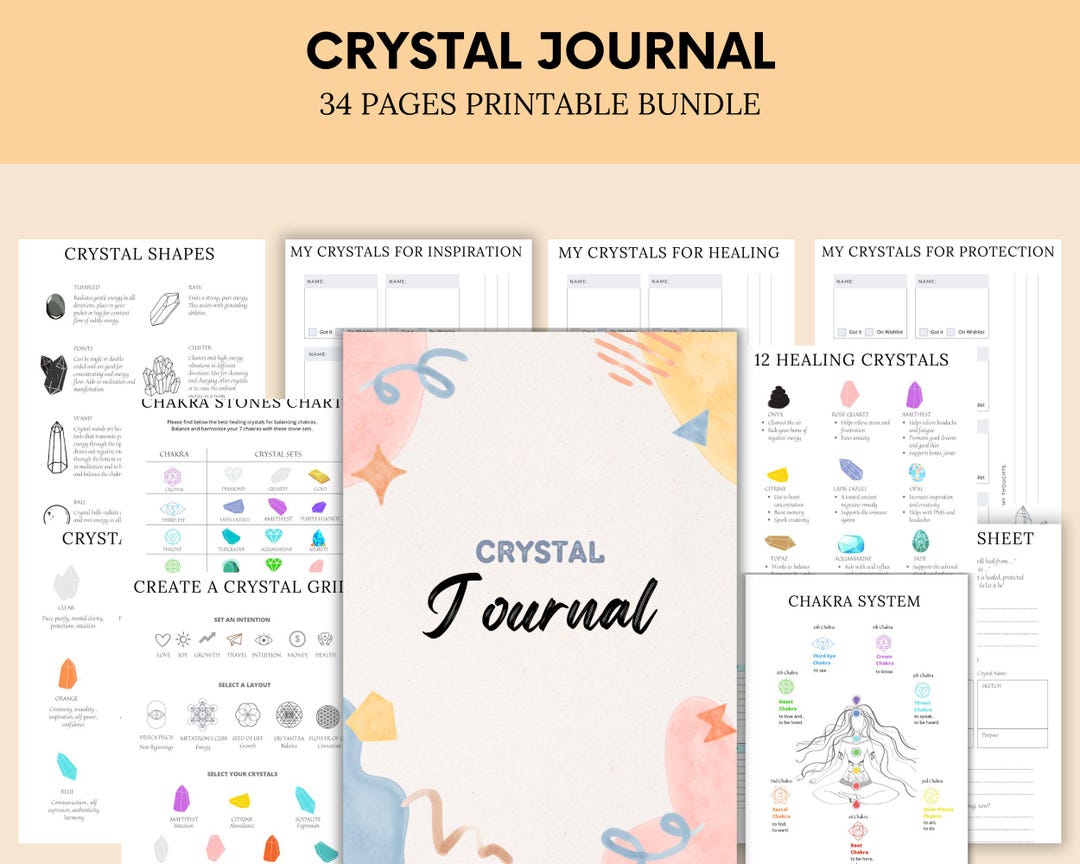 Crystal Journal - Chakra Journal - Chakra Stone Chart - Healing ...