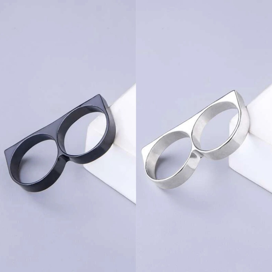 Gold Dual Finger Punk Two-finger Ring Stainless Steel - Etsy Canada