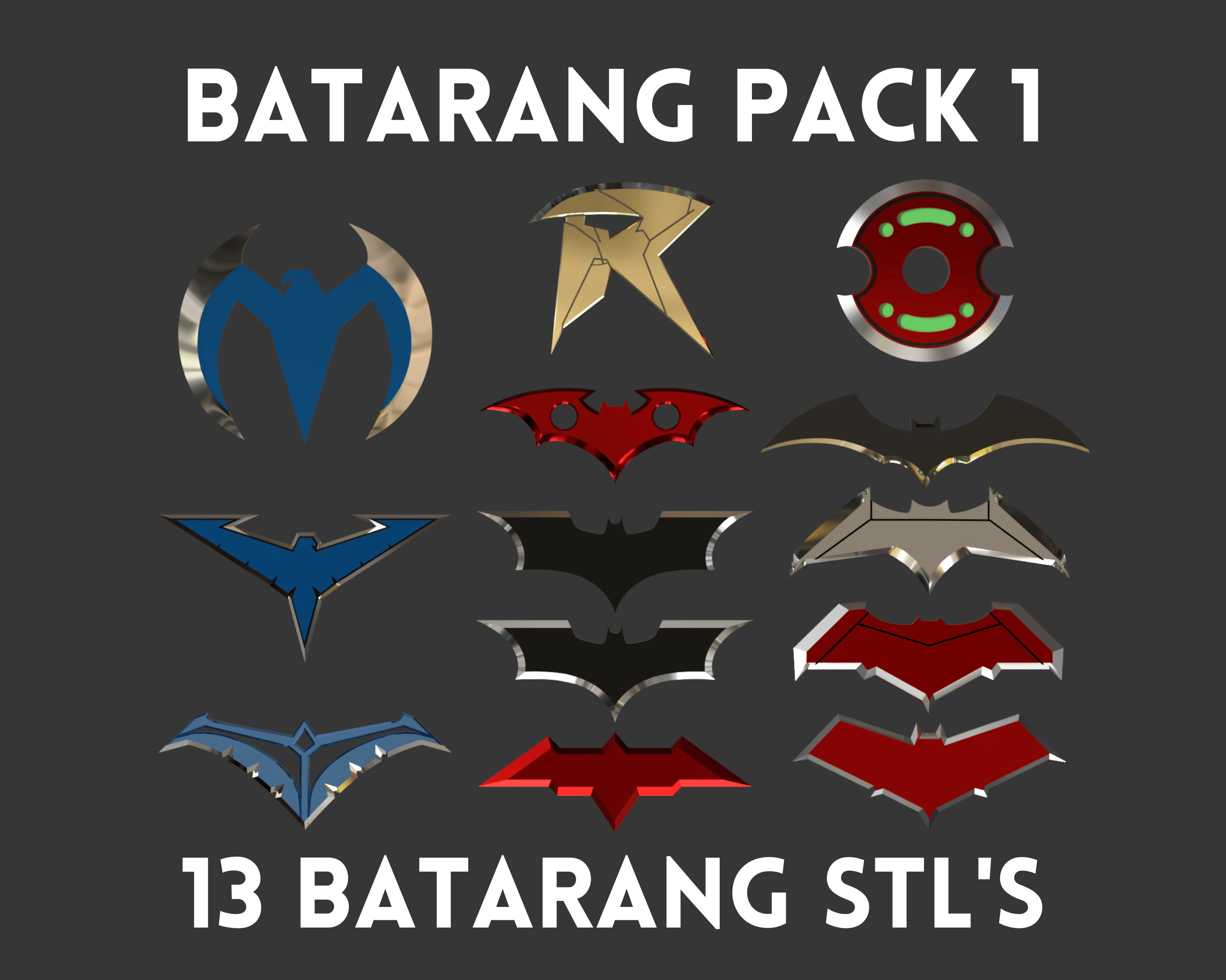 Batarang Stl Pack 13 Variations STL 3D Printable Files - Etsy