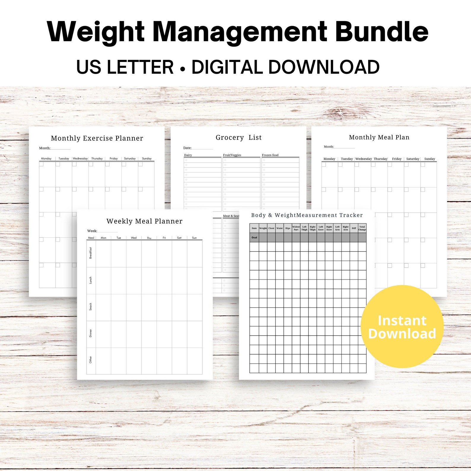 Weight Management Bundle, Measurement & Weight Tracker, Exercise and ...