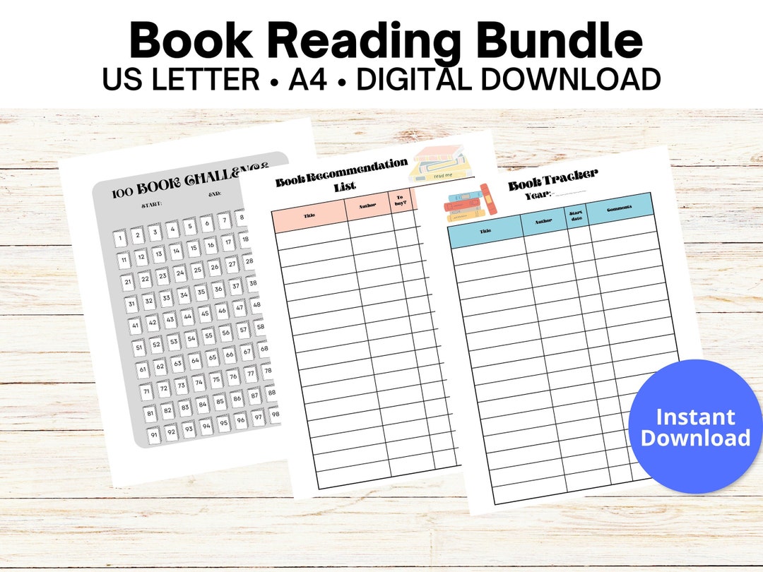 Book Reading Bundle, Book Tracker, Book Recommendation List, 100 Book ...