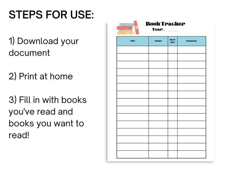 Book Tracker, Printable Instant Download PDF Tracker - Etsy