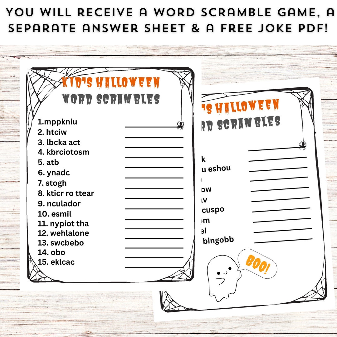 Halloween Word Scrambles Game, Halloween Party Game, Party Game for ...
