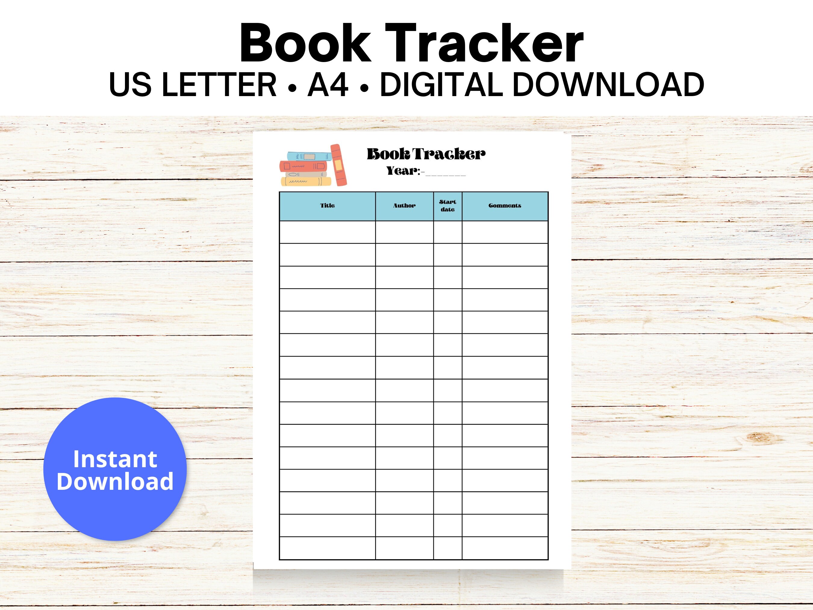 Book Tracker, Printable Instant Download PDF Tracker - Etsy