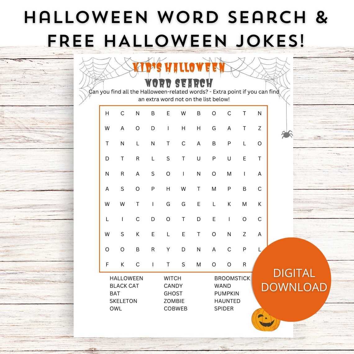 Halloween Word Search Game, Halloween Party Game, Party Game for Kids ...