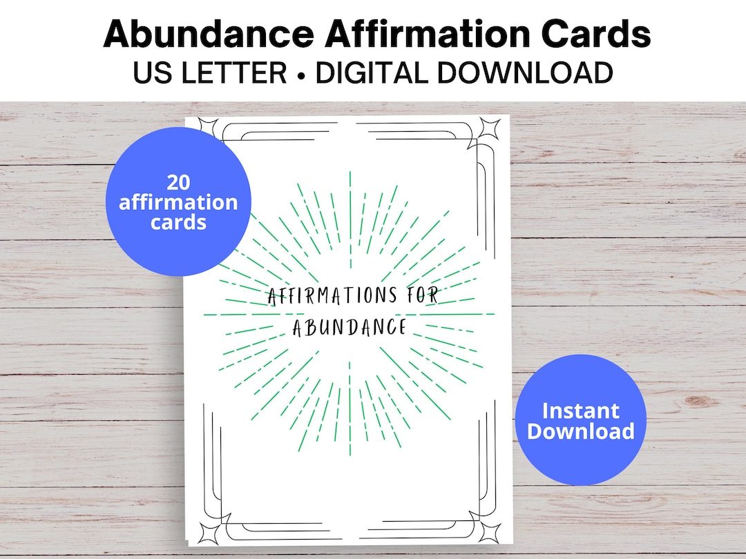 Abundance Affirmation Printable Card Deck, Money & Prosperity ...