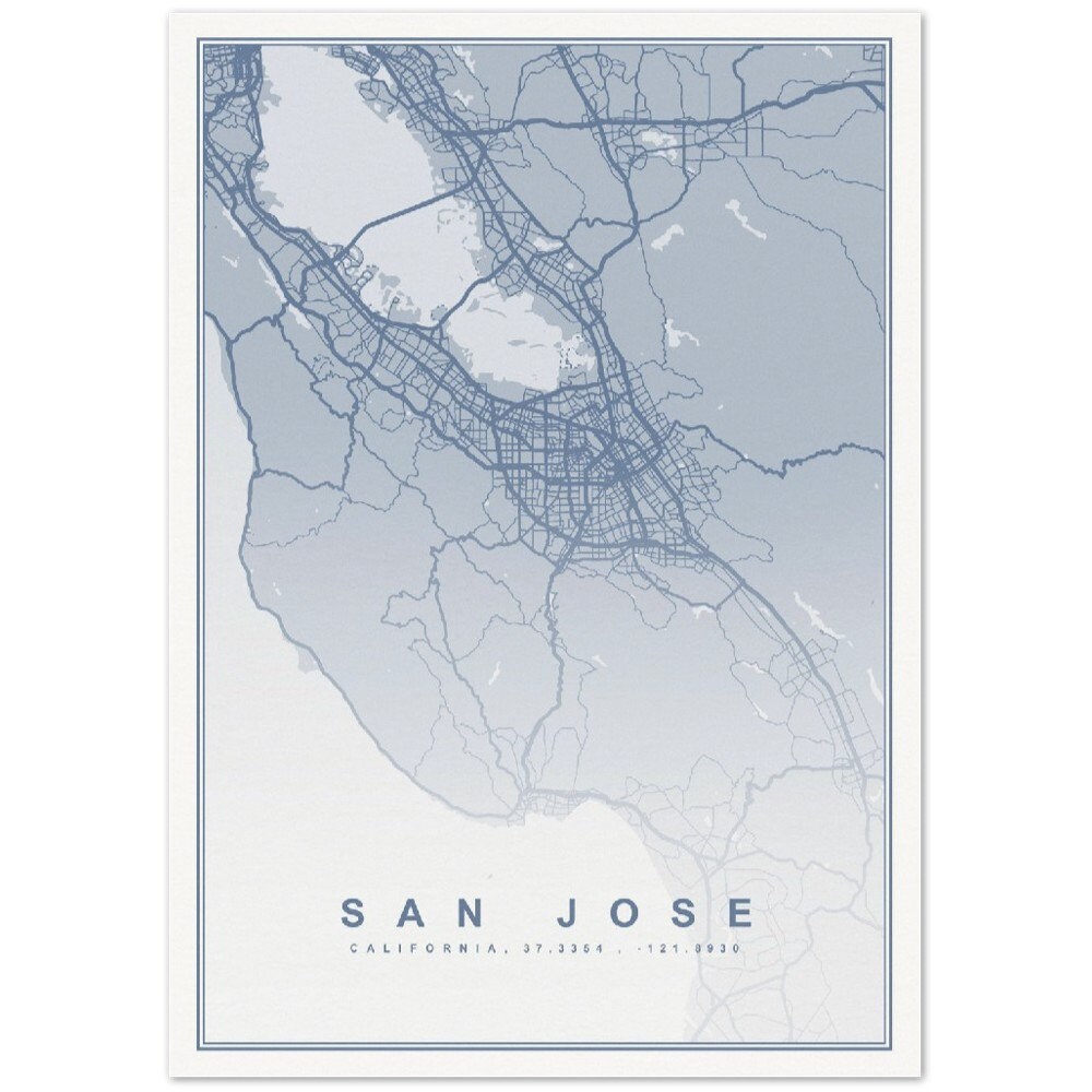 Mapa de San José Mapa minimalista Impresión de San José - Etsy México