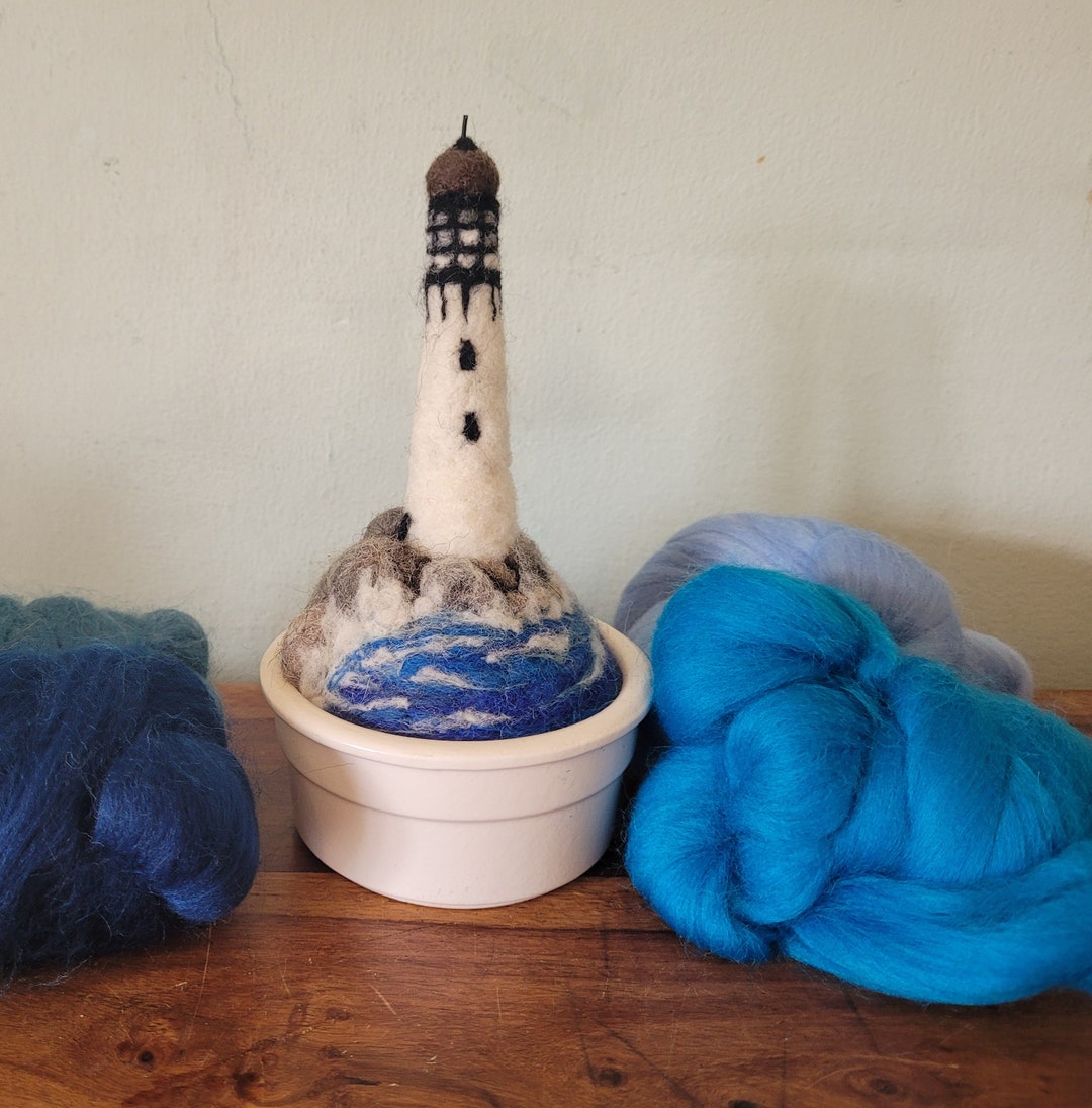 Handmade Needle Felted Coastal Scene With Lighthouse and Rocks - Etsy