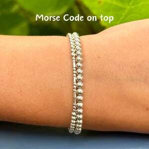 Morse Code Stretch Bracelet, Gold or Silver Beaded Bracelets ...