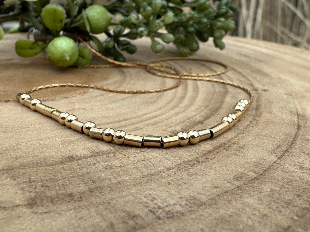 Gold Morse Code Necklace for Women, Hidden Message Silver Necklace for ...