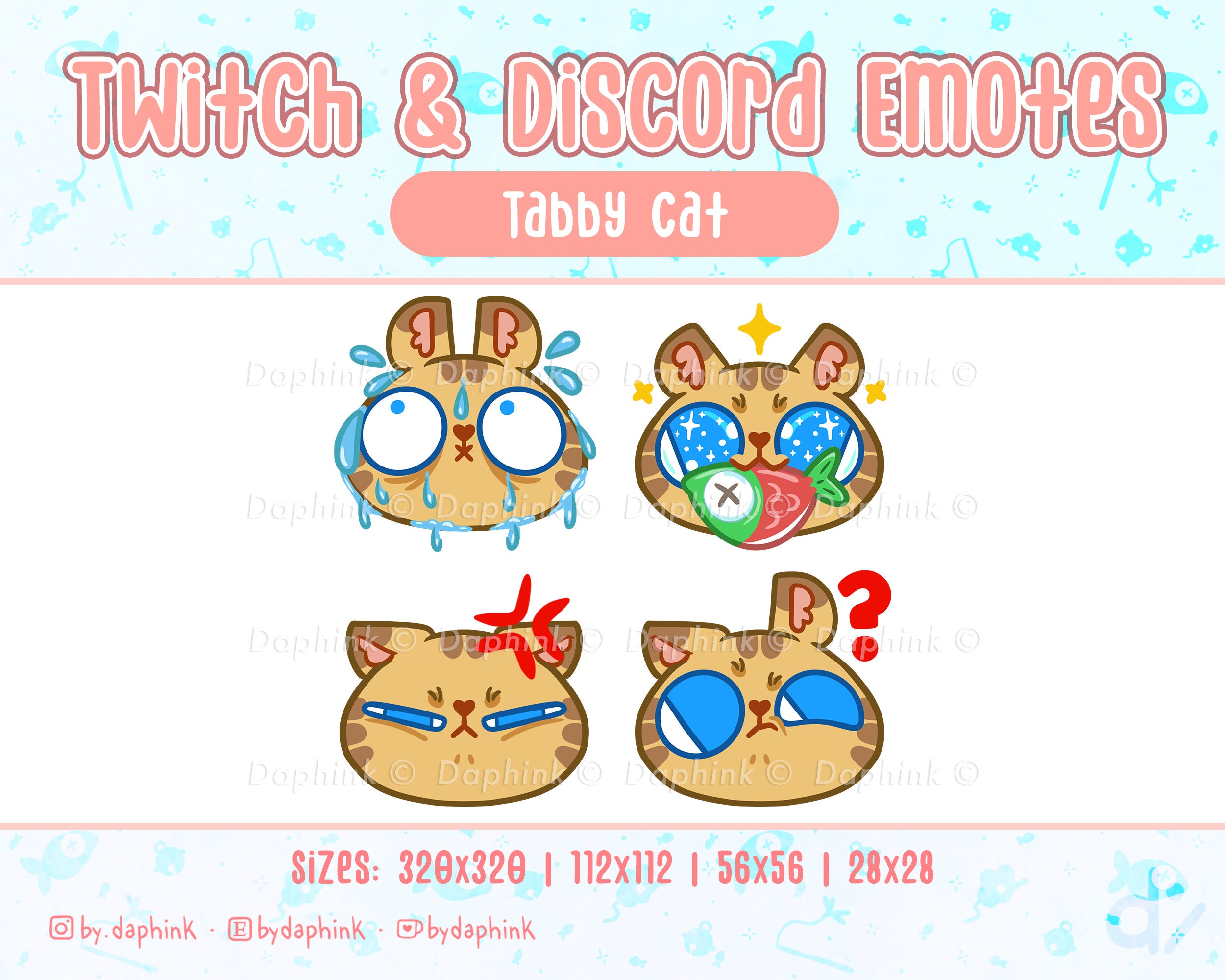 Cute Fat Tabby Cat Emote Pack of 04 - Twitch, Discord, Youtube ...