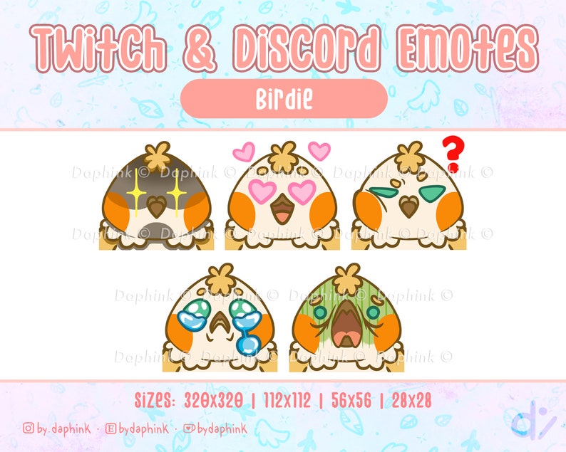 Cute Fat Bird Emote Pack of 05 Twitch, Discord, Youtube, Streaming ...