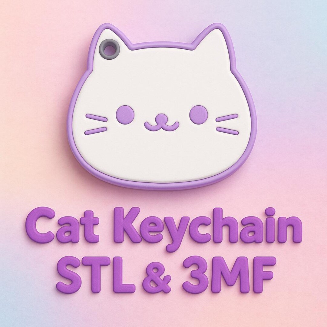 Cute Cat Keychain | 3d Printed Keychain | 3d Printed Keychains | STL ...
