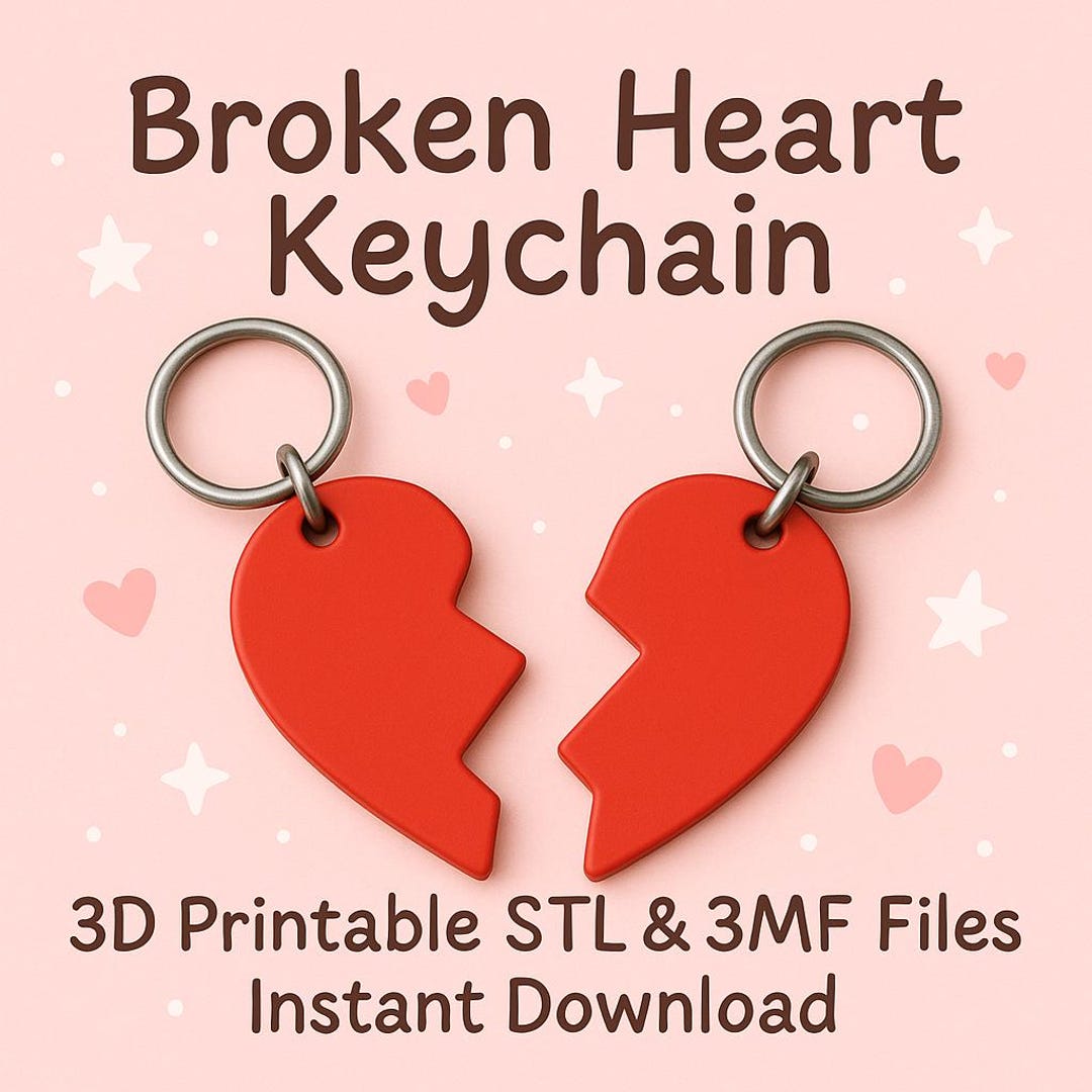 Broken Heart Keychain: 3D Printable STL & 3MF Files - Etsy