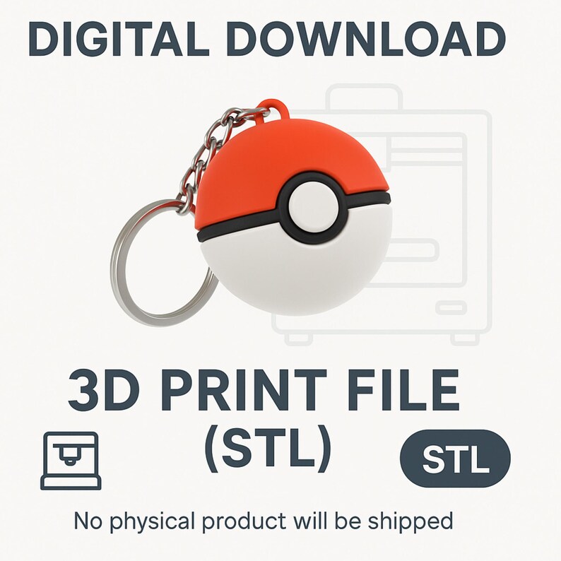 Pokéball Keychain STL File – 3D Printable Pokémon Keychain Model ...