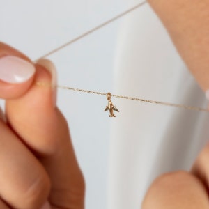 14k Solid Gold Airplane Necklace • Tiny Plane Necklace • Jewelry ...