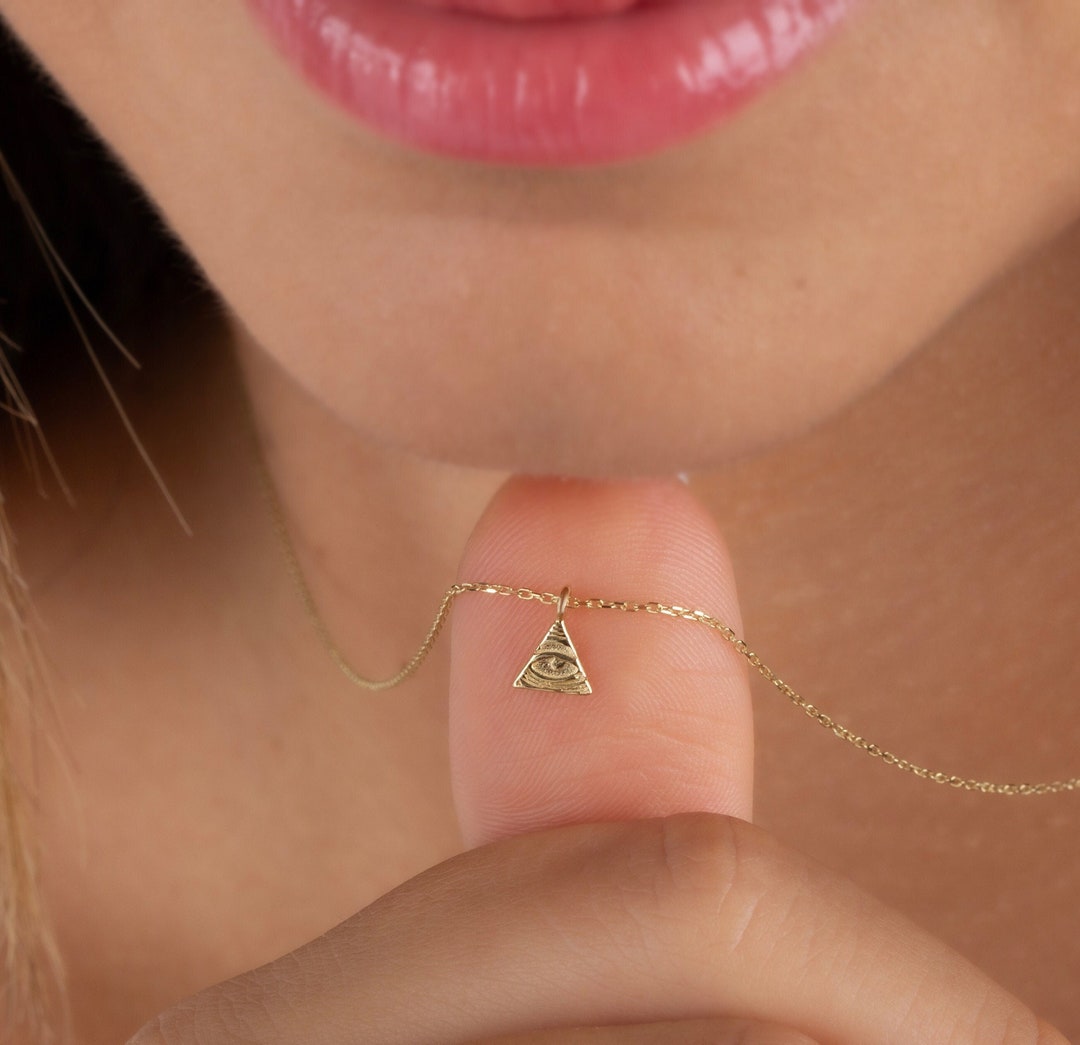 All Seeing Eye Pendant Necklace • 14K Third Eye Pendant • Solid Gold ...