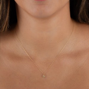 Minimalist Flower Necklace in 14K Gold • Solid Gold Daisy Flower Necklace • Women's Tiny Pendant ...